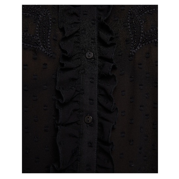 Zara | Tops | Nwt Zara Embroidered Dotted Mesh Sheer Shirt M | Poshmark